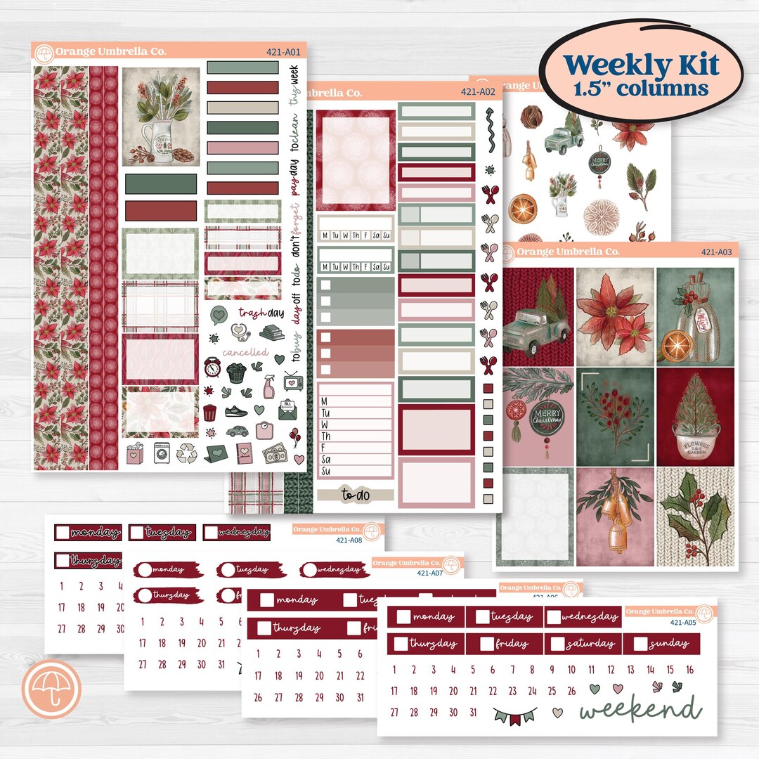 Vintage Christmas Kit | Weekly Sticker Kit for Vertical Planners Like ...