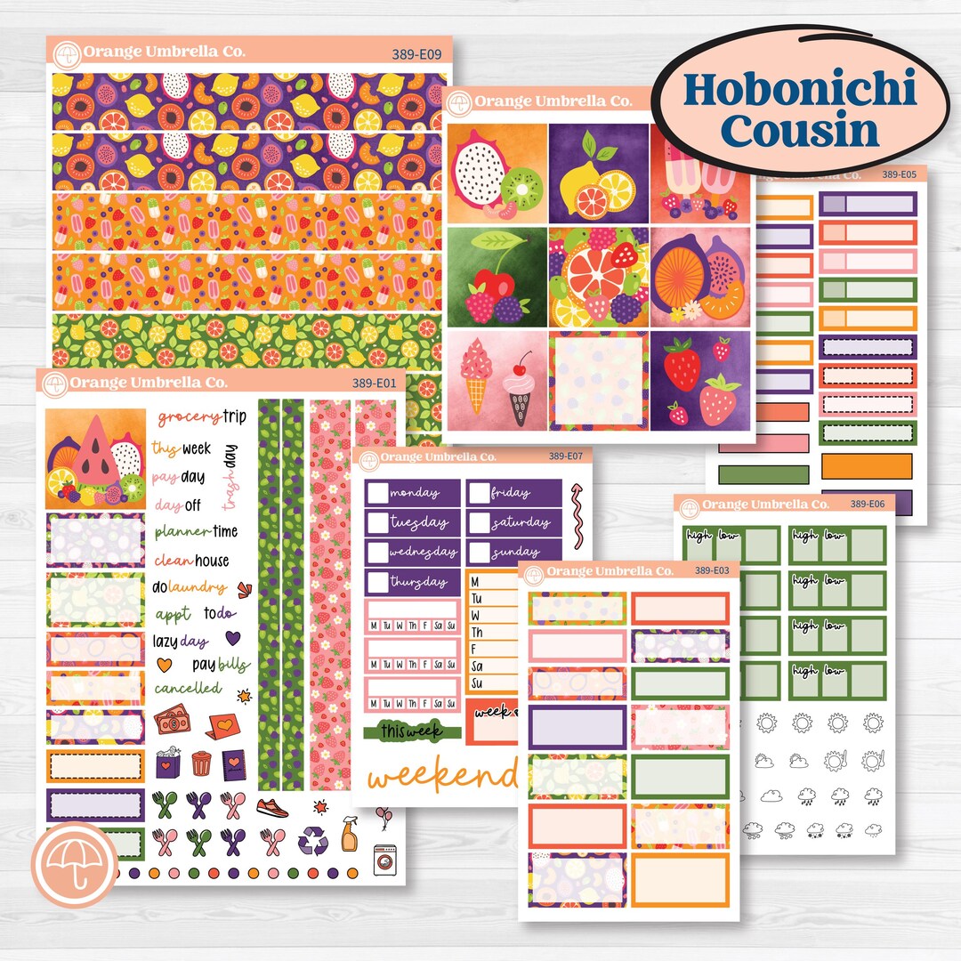 Summer Fruit Kit | Hobonichi Cousin Weekly & Daily Planner Kit Stickers ...