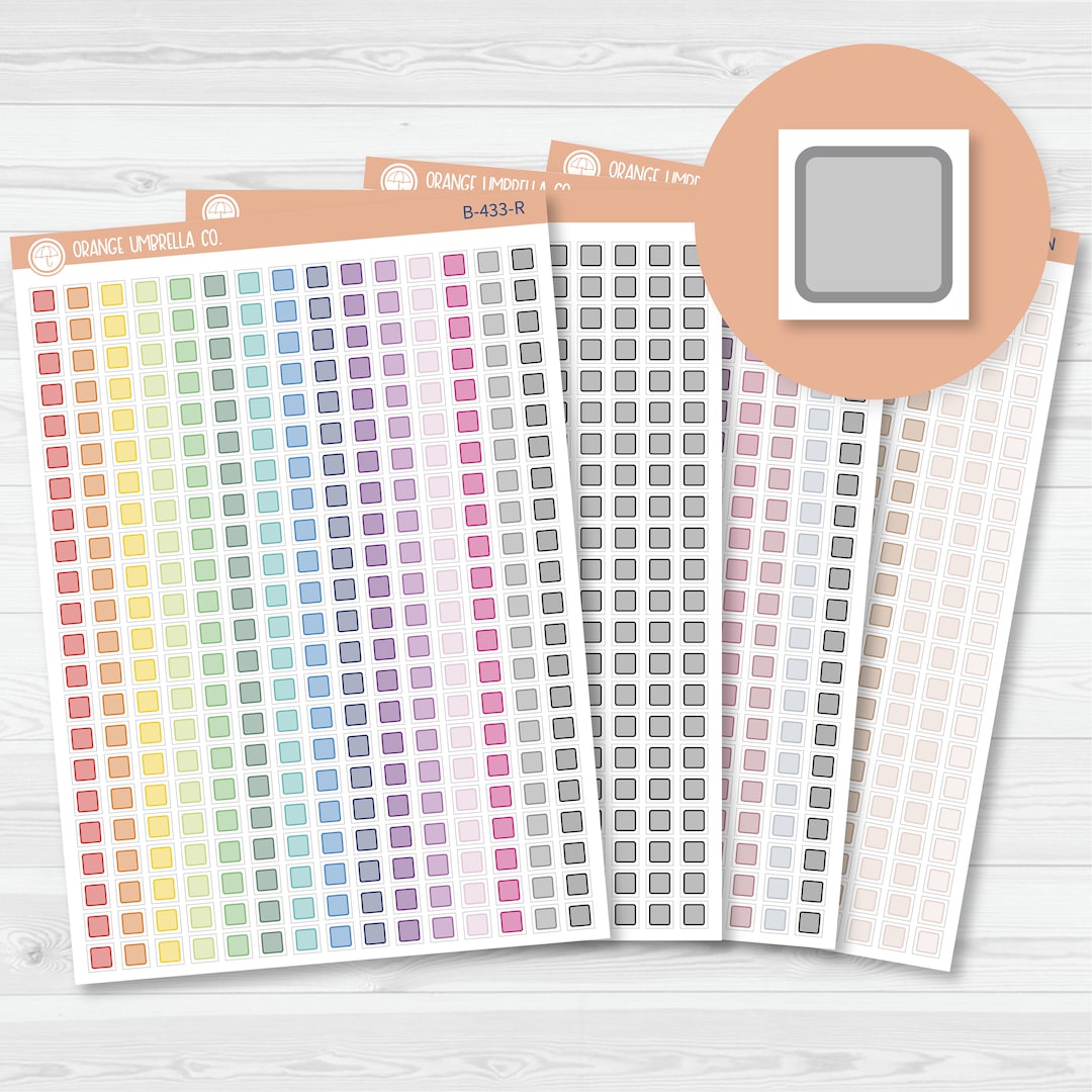 Checkbox - Individual Single Color Coding Planner Stickers | Square | B ...