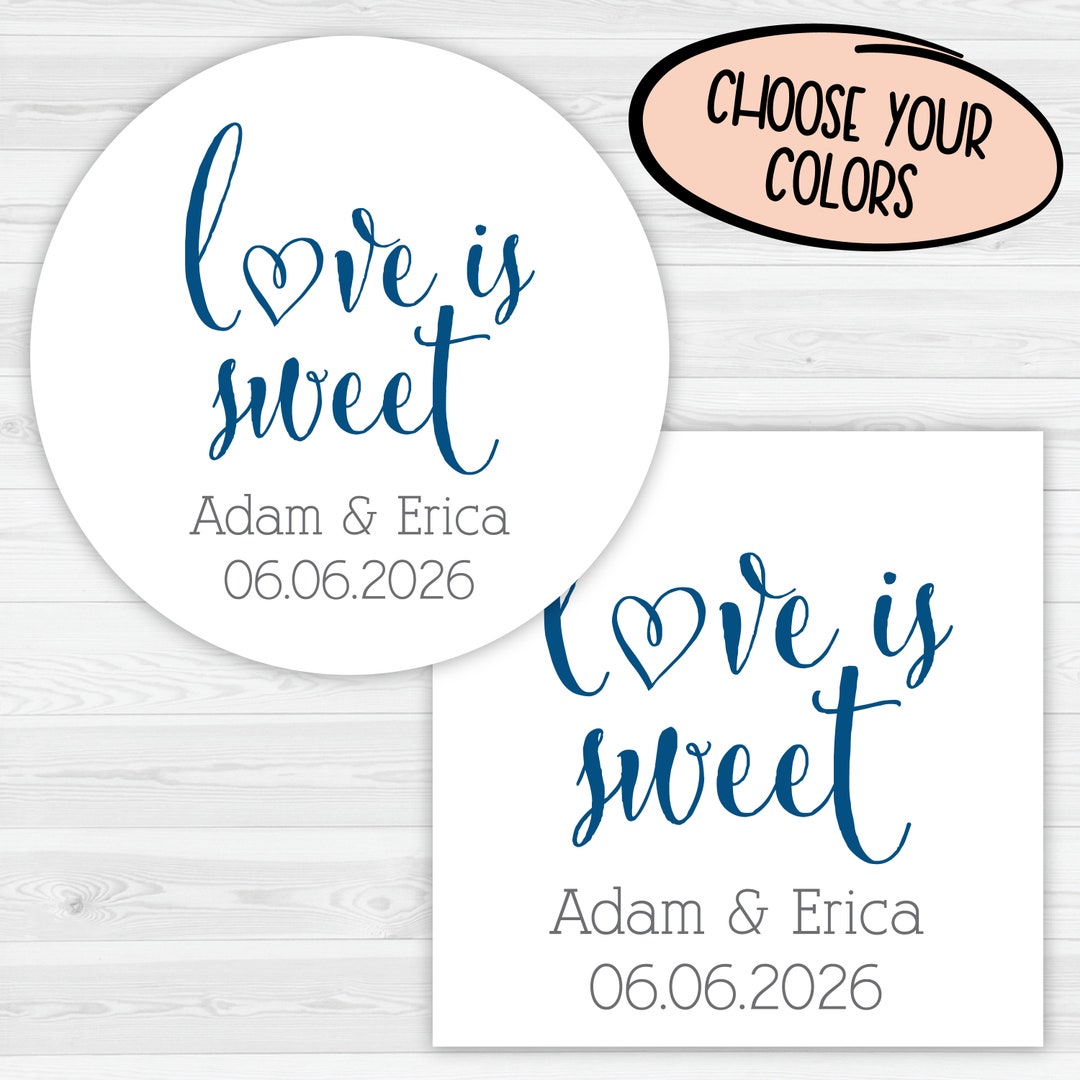 Love is Sweet Wedding Stickers | Wedding Favor Sticker | Wedding Treat ...