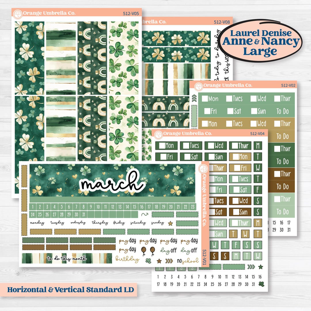 St. Patrick’s Day | Laurel Denise Nancy Large & Anne Large Planner Kit ...