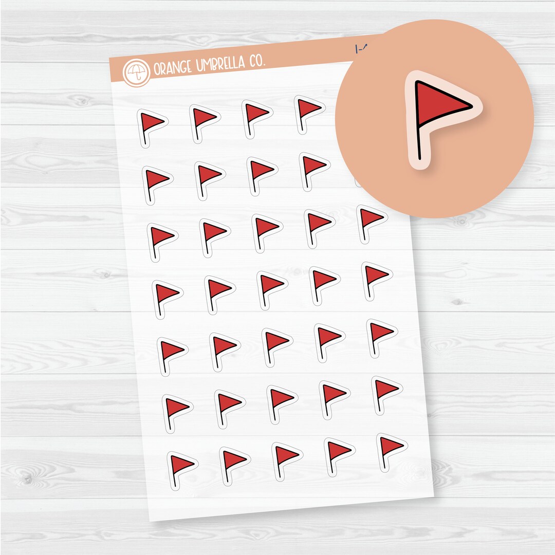Hand Doodled Red Flag Period Tracker Planner Stickers Clear Matte I-467 ...