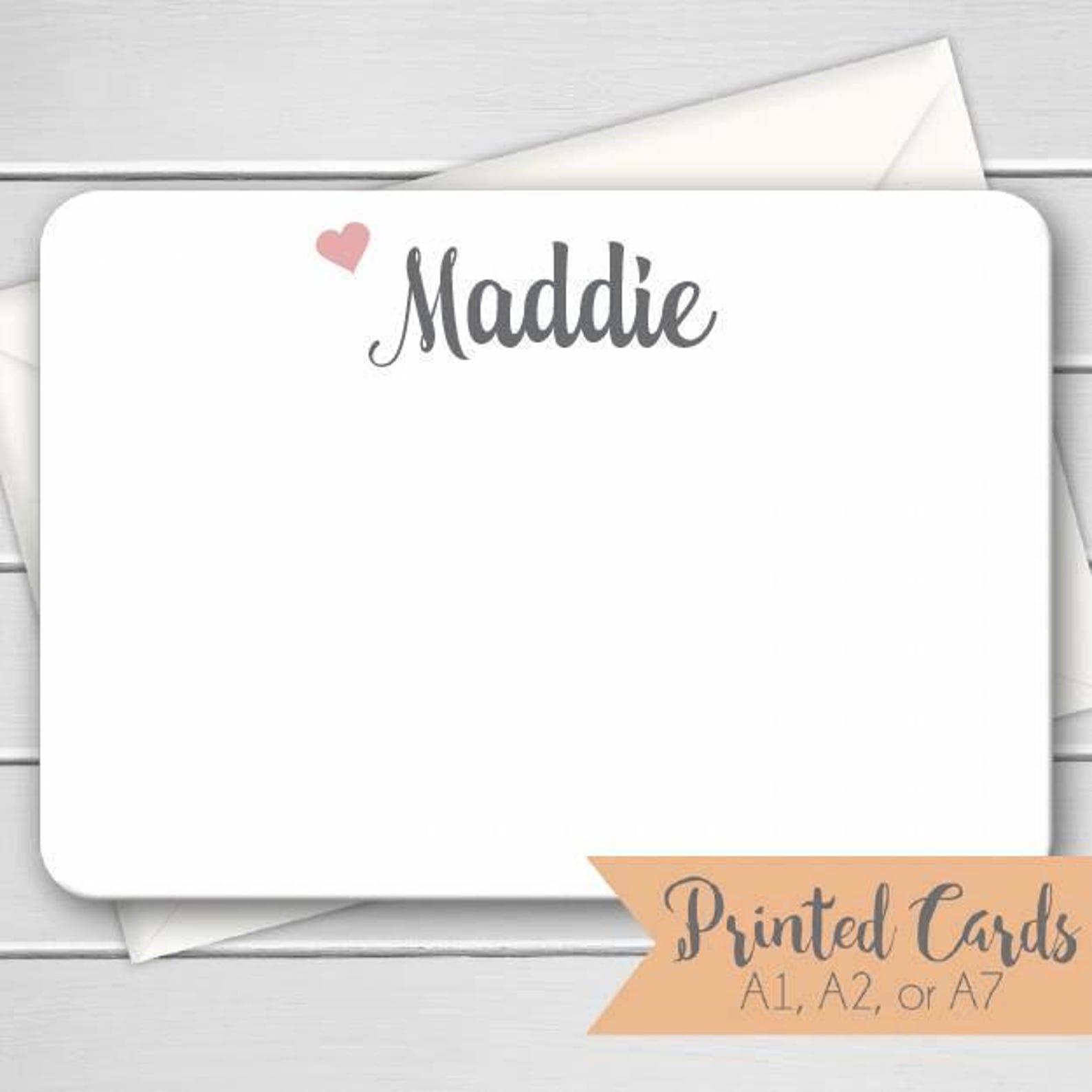 Name Note Cards With Envelopes - 12pk | Personalized Flat Note Cards ...