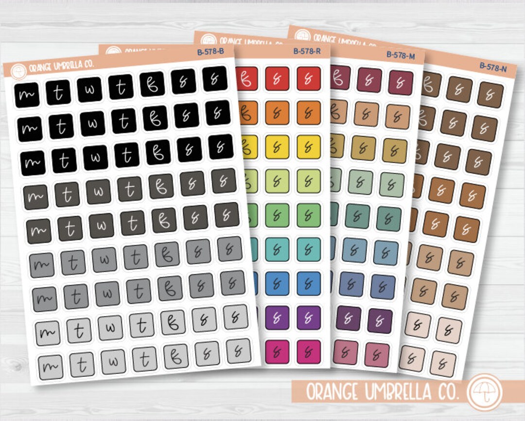 Weekday Letter Covers Planner Stickers FC12 Script B-578 - Etsy