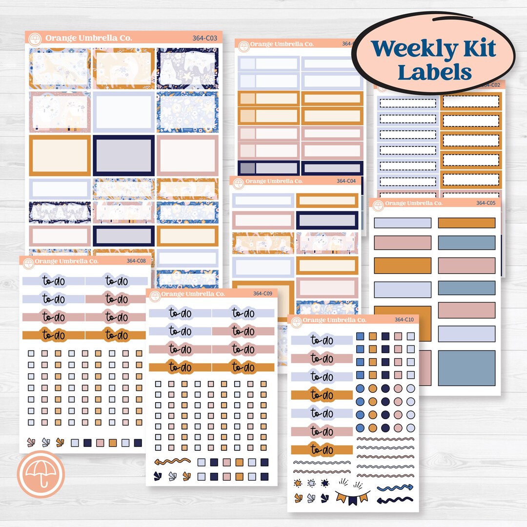 Folk Winter Animal Weekly Add-on Labels Planner Kit Stickers Snow Globe ...