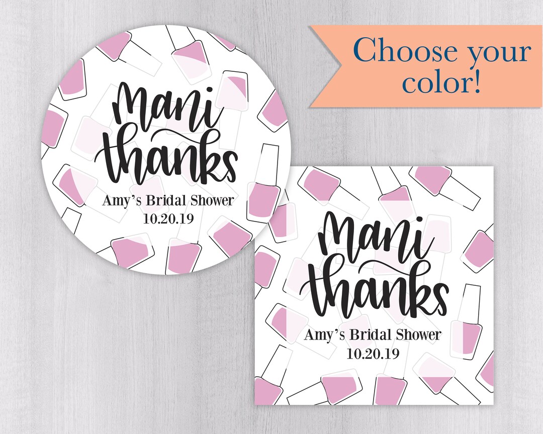 Bridal Shower Favor Stickers, Mani Thanks Favor Labels -baby Shower or ...
