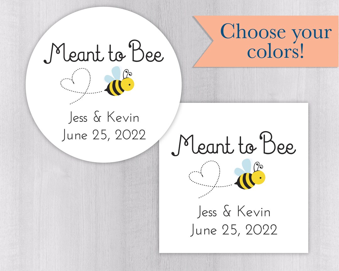 Meant to Bee Sticker, Wedding Favor Sticker, Honey Jar Wedding Stickers ...