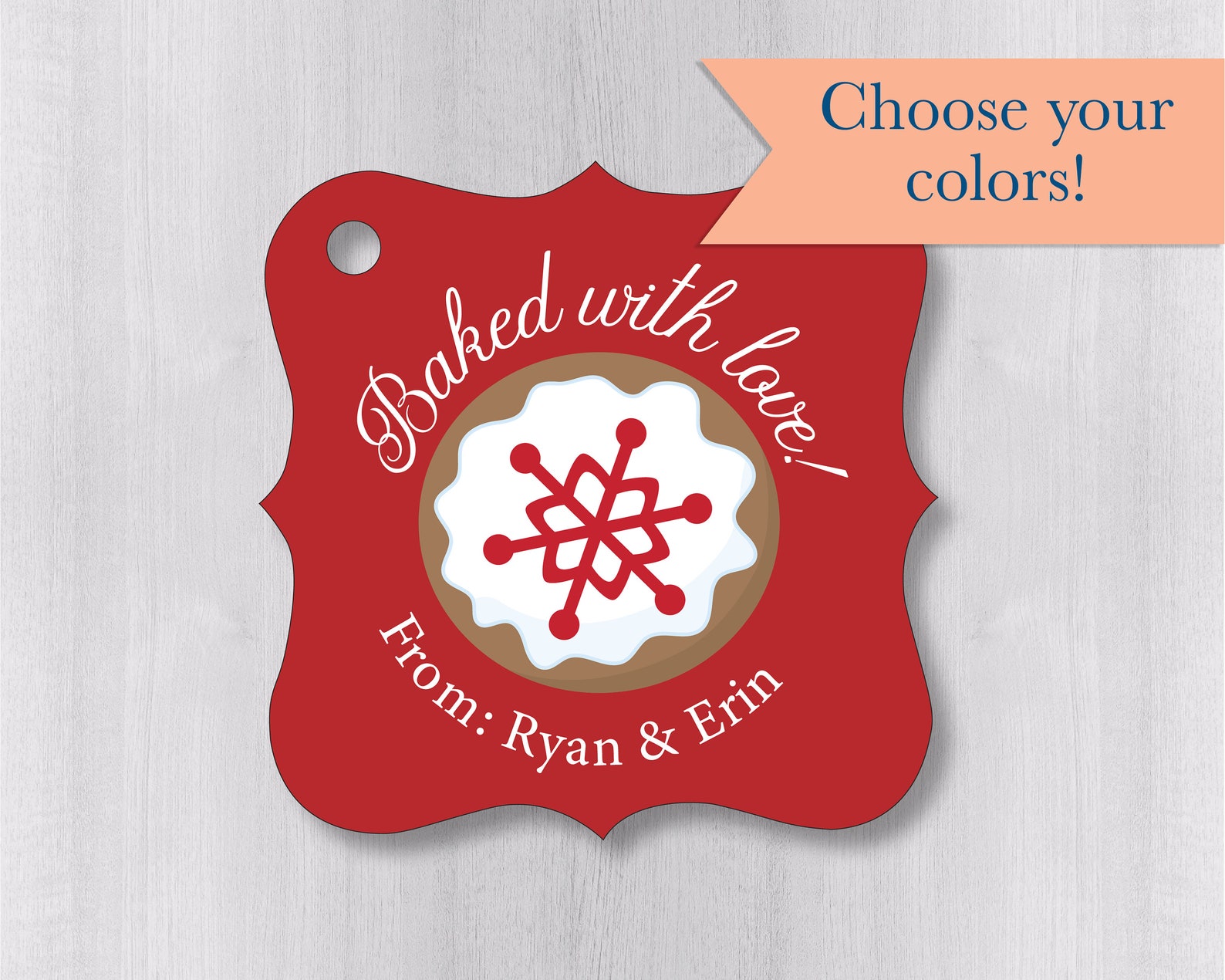 Baked With Love Tags, Custom Christmas Cookie Tags, Custom Sweets Tags ...