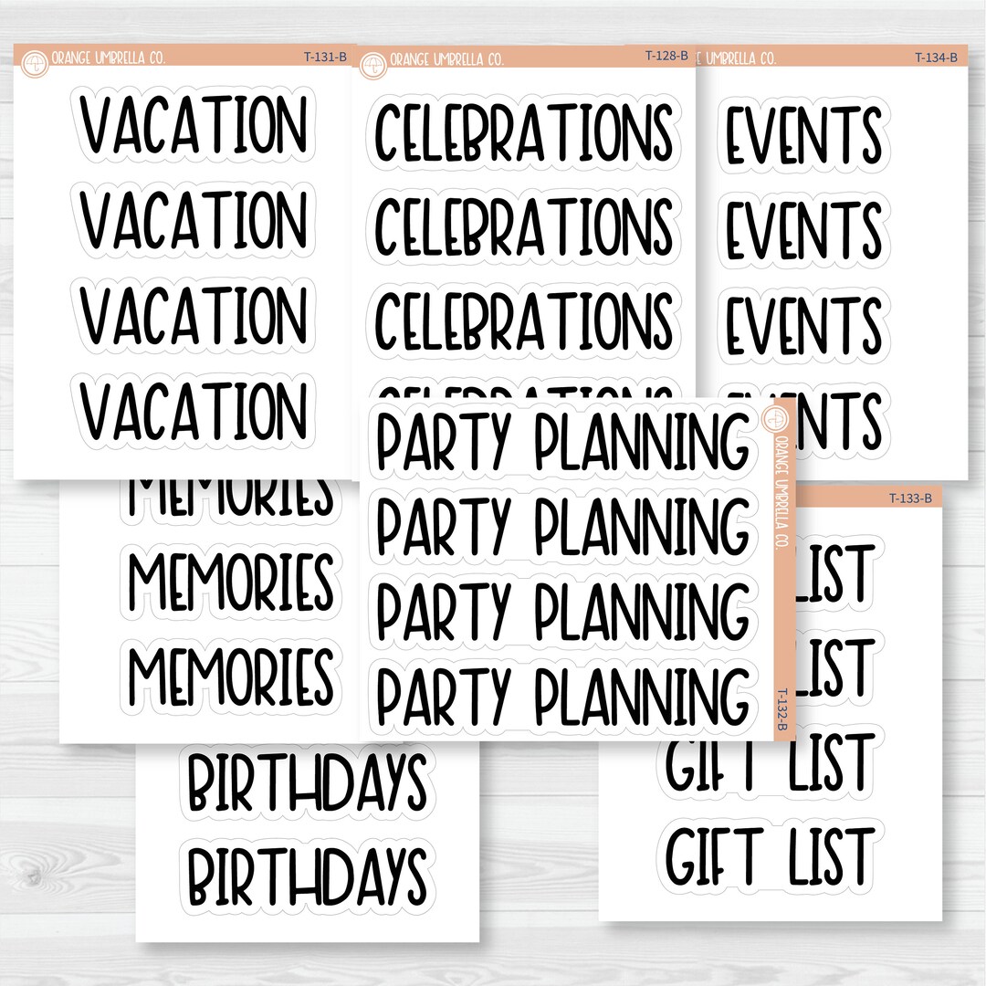 Personal Dashboard Header Script Planner Stickers | F8 | T-128-134-B - Etsy