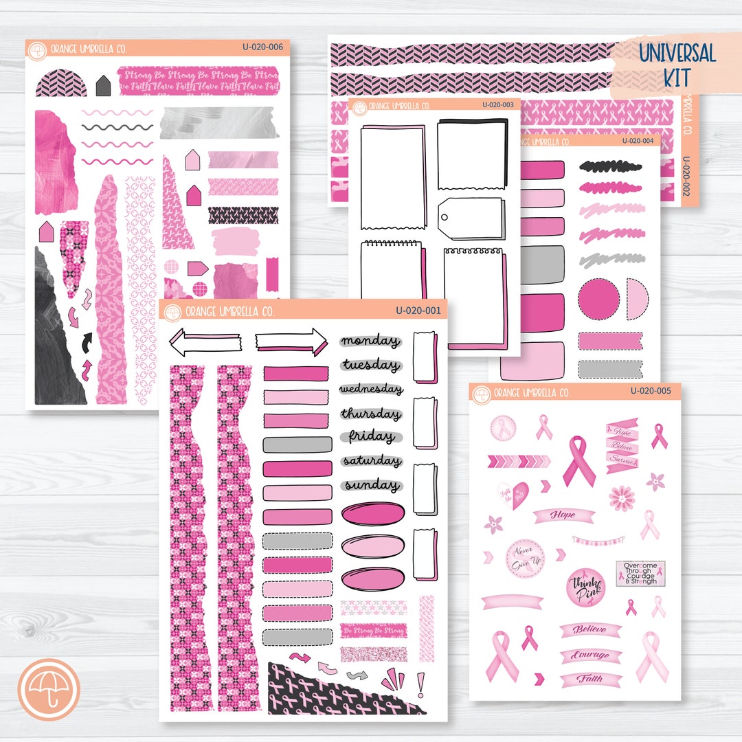 Breast Cancer Awareness Universal Planner Kit | Journal Style Planner ...