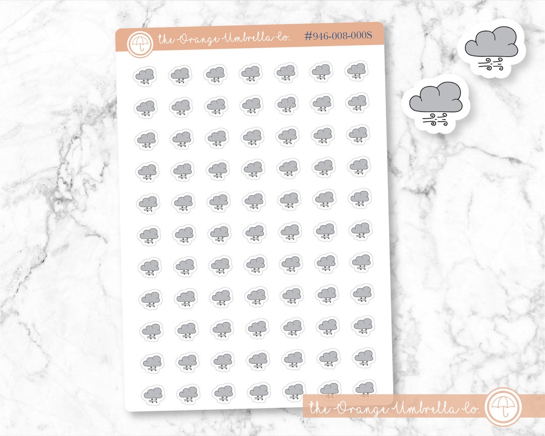 Windy Weather Micro Icon Planner Stickers I-089 / - Etsy