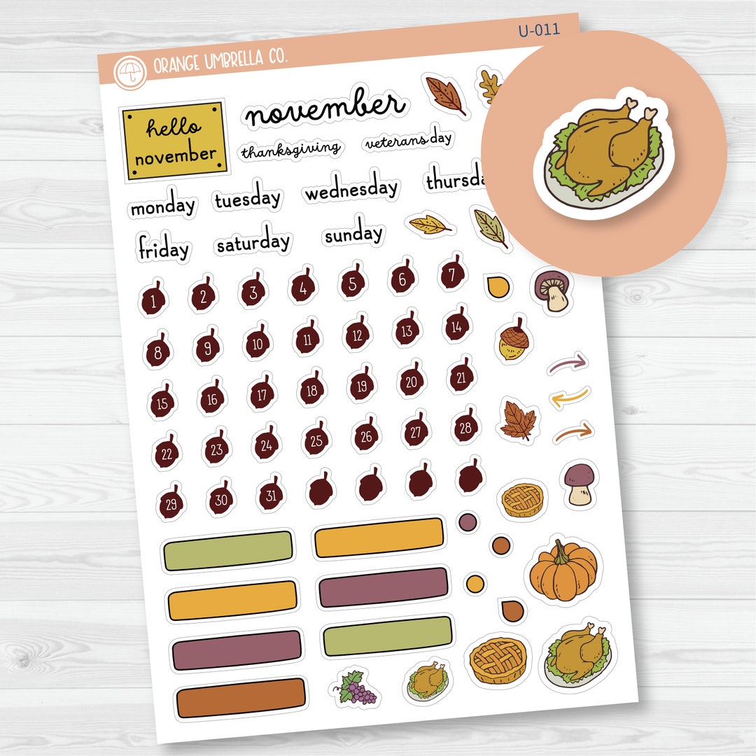 Build Your Own Journal Kit Planner Stickers | November F16 | U-011 - Etsy
