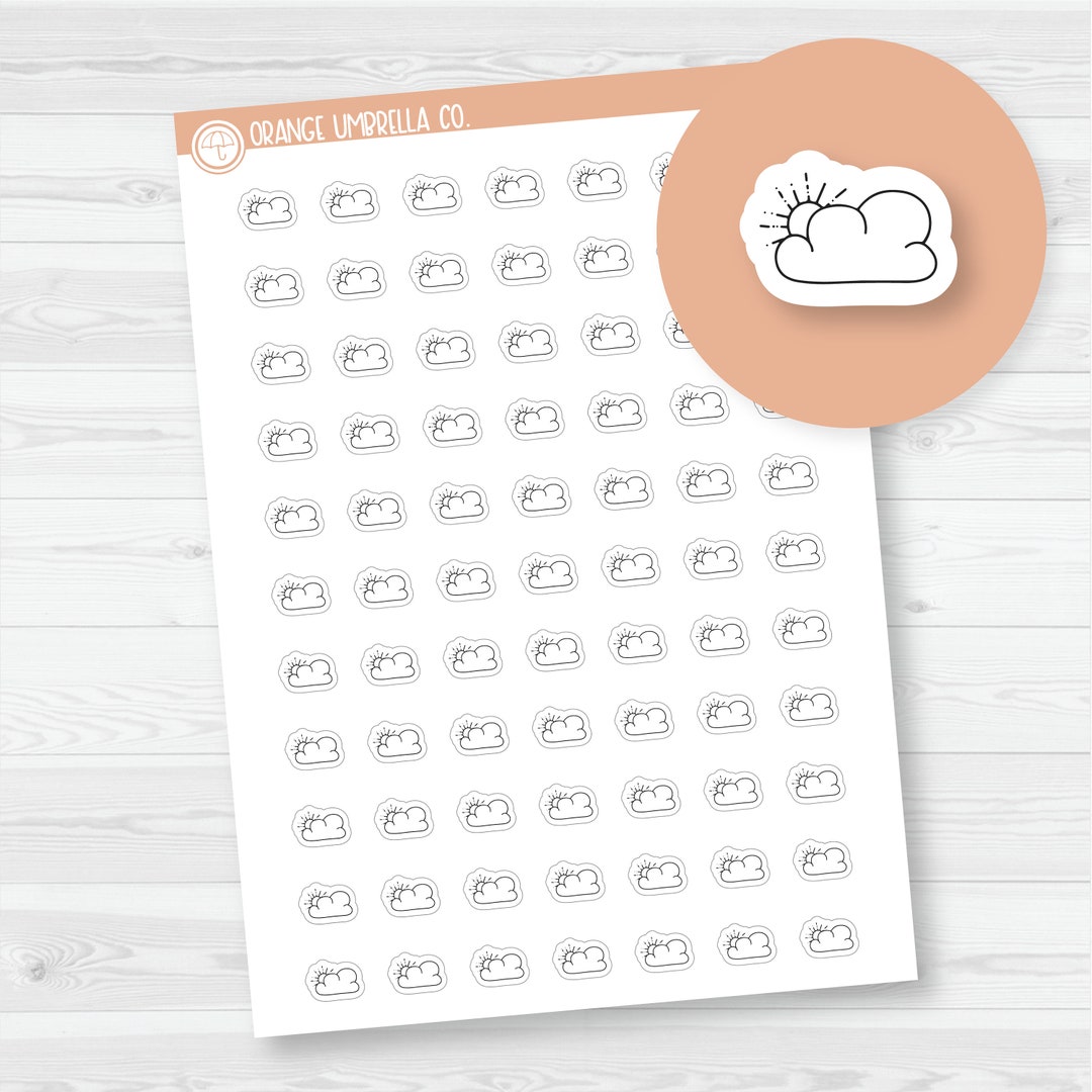 Partly Sunny Weather - Micro Icon Planner Stickers | Outline | I-082-B ...