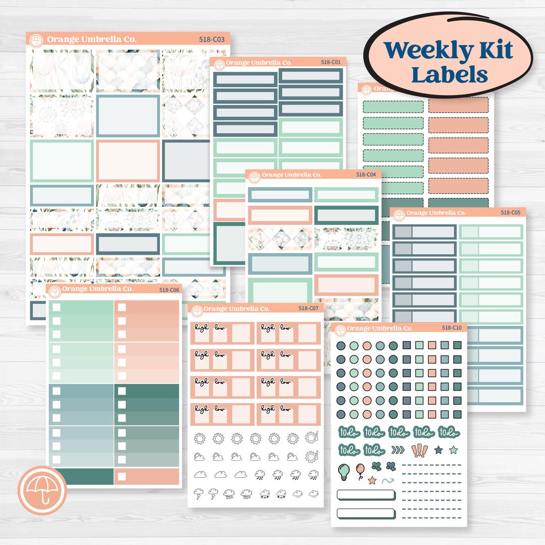 Spring Floral Kit | Weekly Add-on Labels Planner Kit Stickers | Garden ...