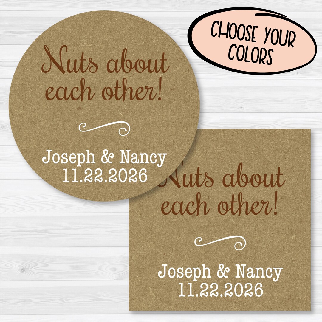 Nuts About Each Other Stickers | Wedding Stickers | Nut Favor Labels ...