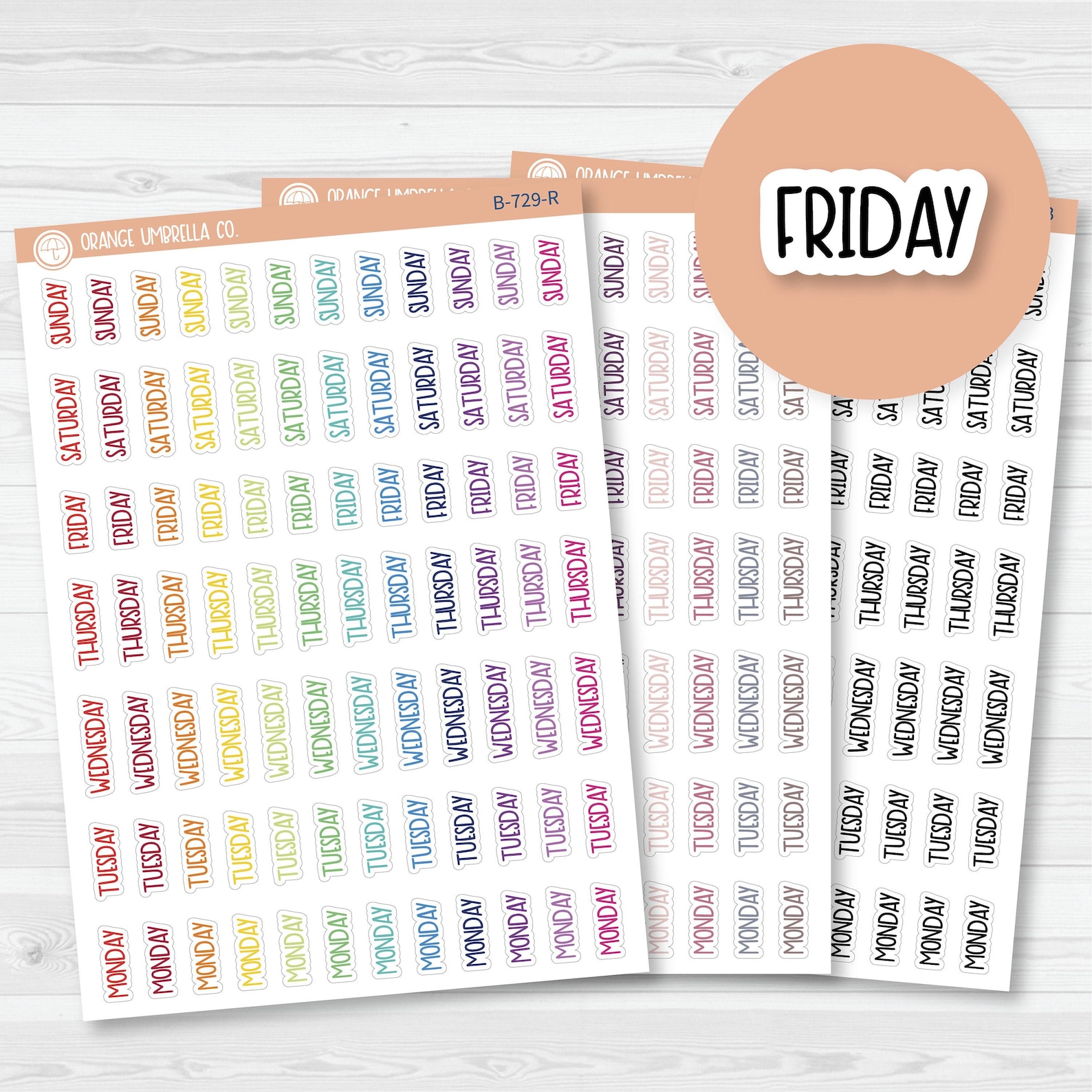 Day of the Week Header Planner Stickers | F8 | B-729 - Etsy