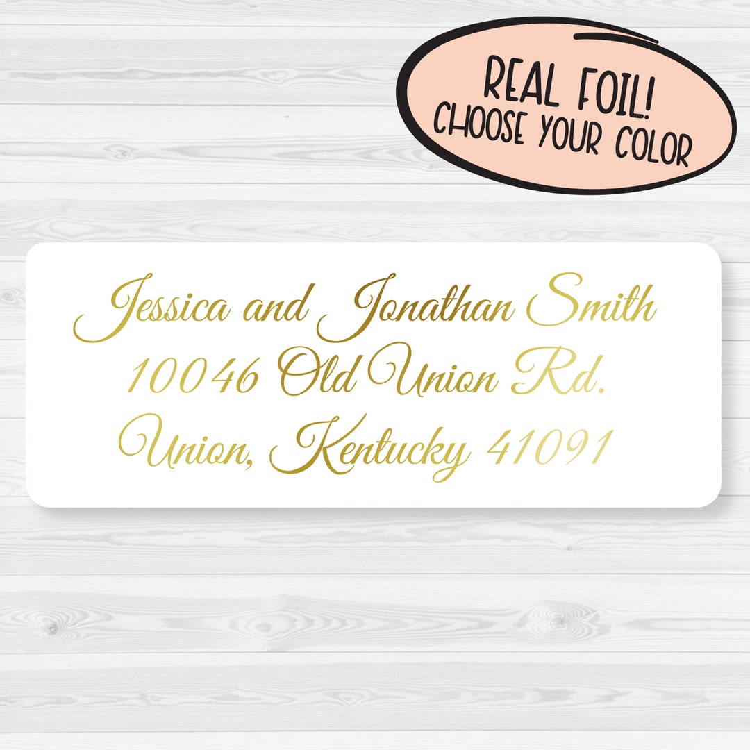 Gold or Color Foil Wedding Invitation Return Address Labels | Wedding ...