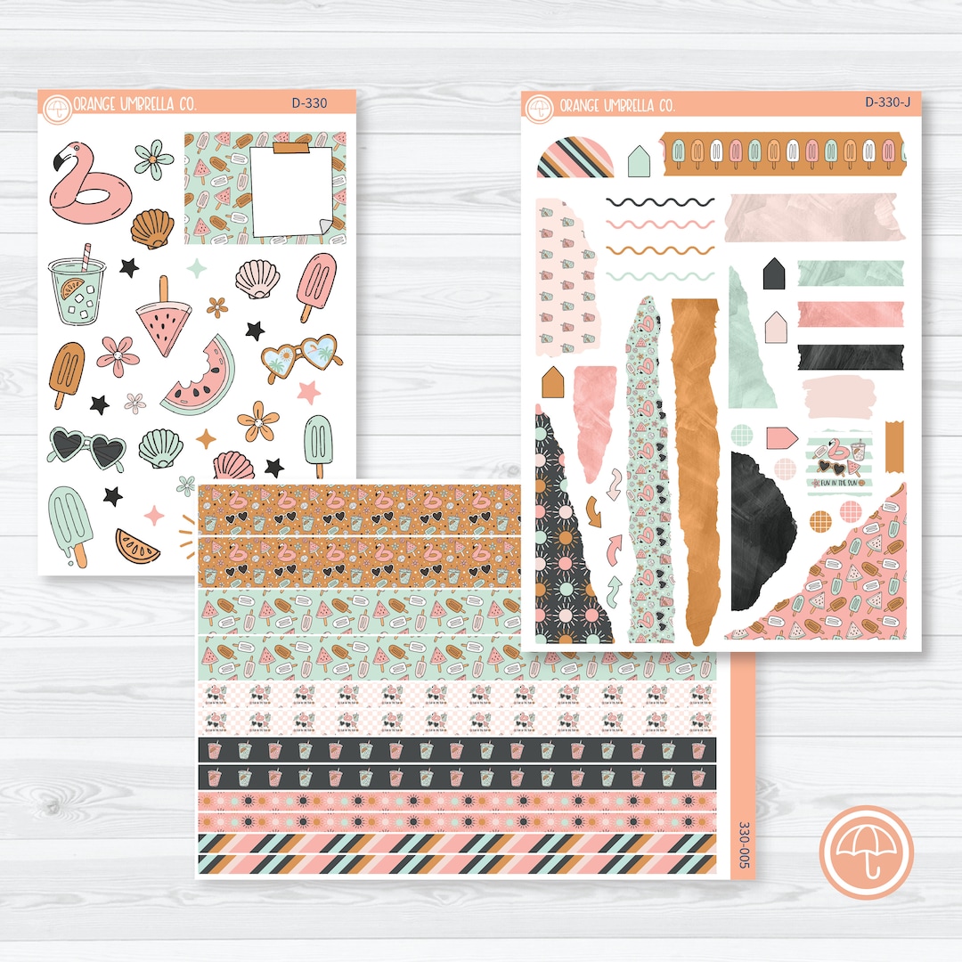 CLEARANCE | Flamingo Summer Stickers | Kit Deco Journaling Planner ...
