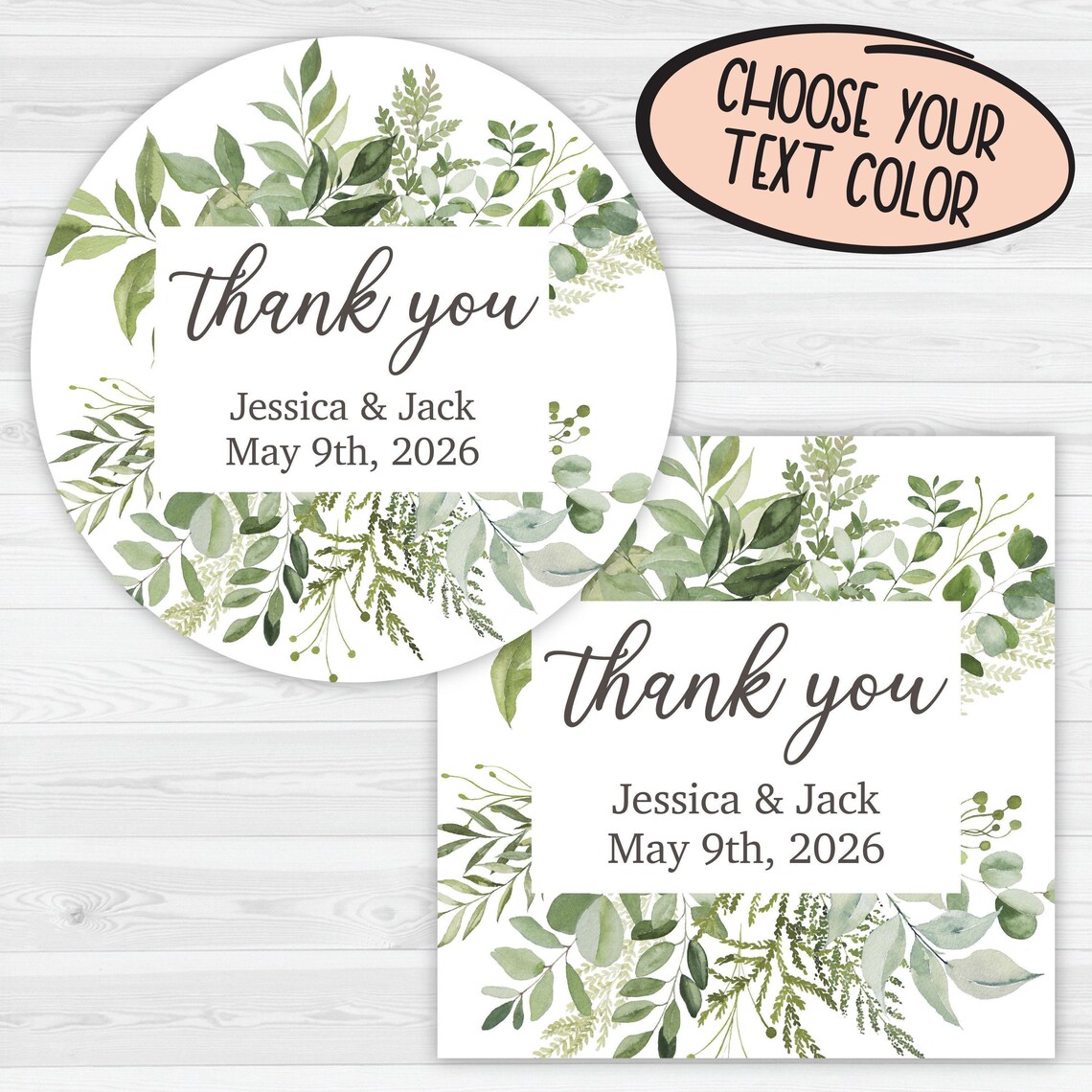 Thank You Wedding Stickers, Thank You Labels for Favors, Bridal Shower ...