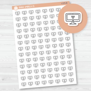 Computer Monitor Doodle Icon Planner Stickers | I-375-B - Etsy