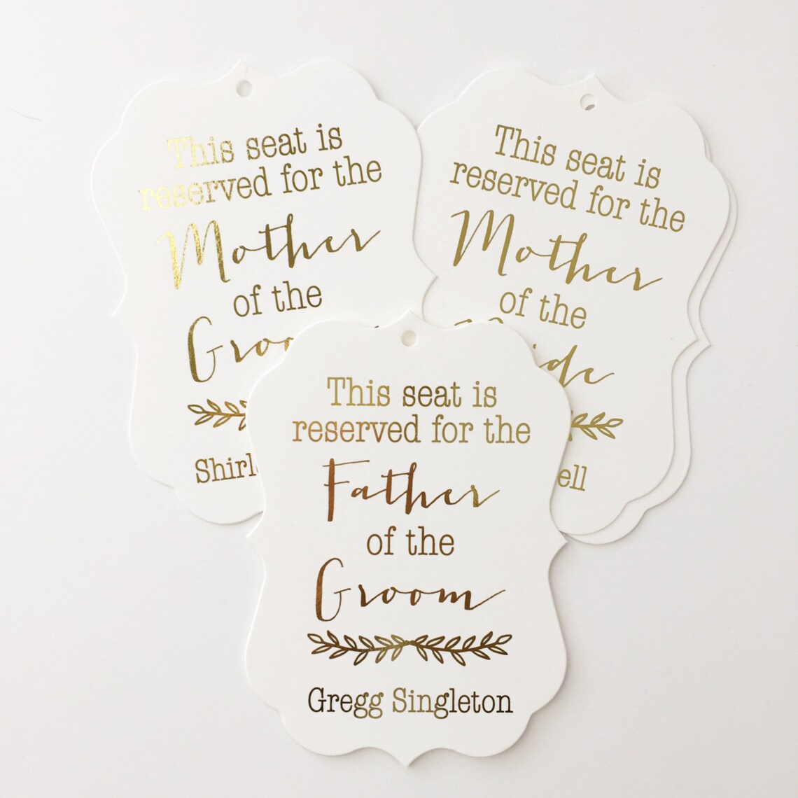 Reserved Seating Tags Color Foiled Wedding Seat Reservation | Etsy