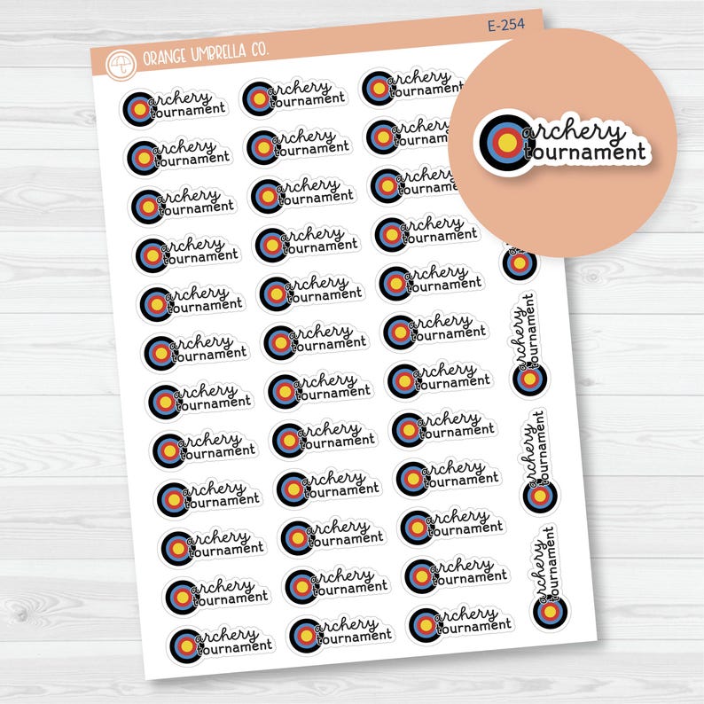 Archery Tournament Event Target Icon Script Planner Stickers | F16 | E ...