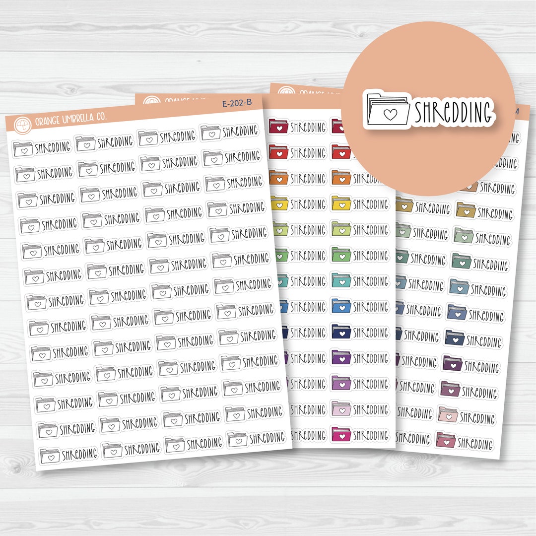 CLEARANCE Shredding Icon Script Planner Stickers and Labels FC12 E-202 ...