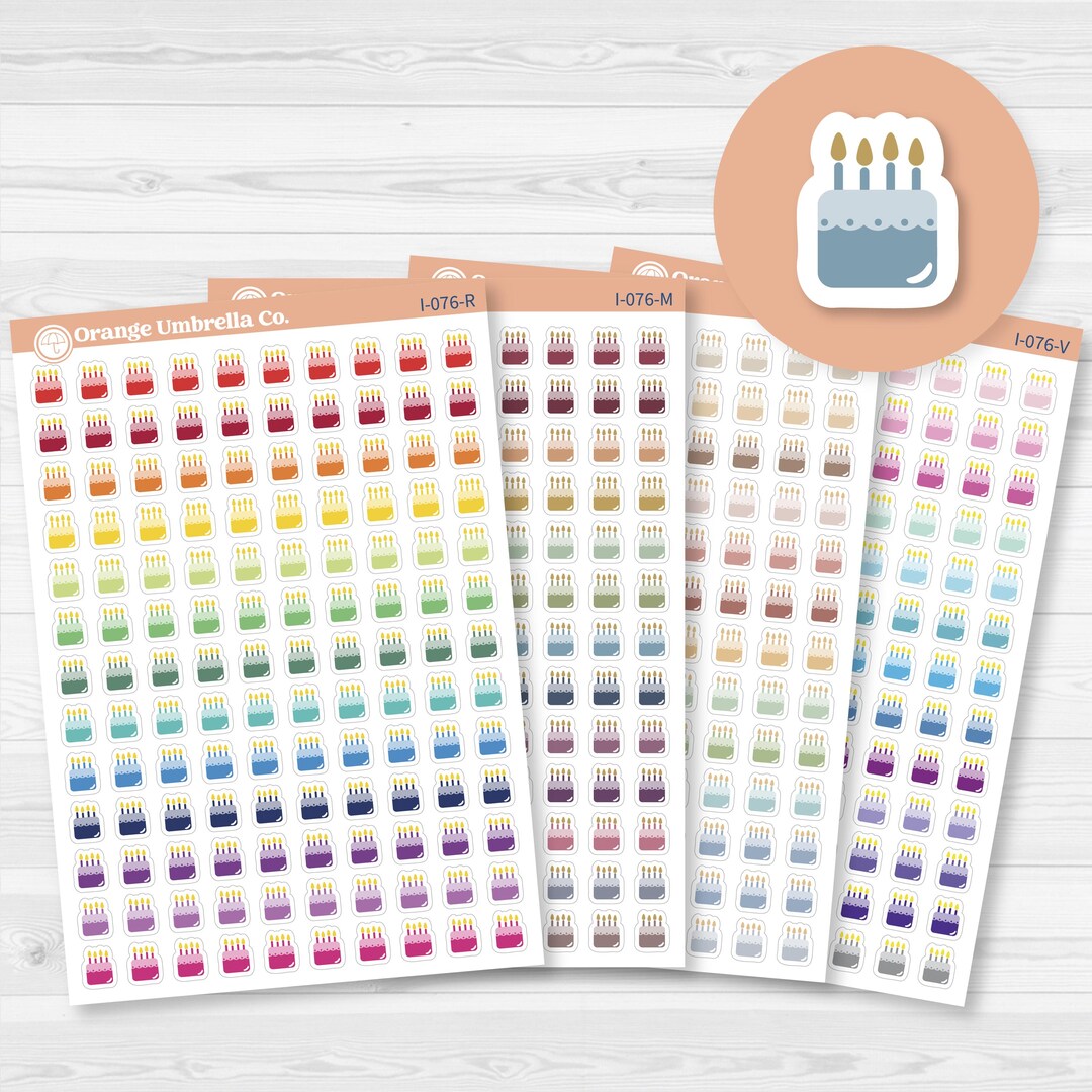 Micro Birthday Cake Icons Planner Stickers | I-076 - Etsy