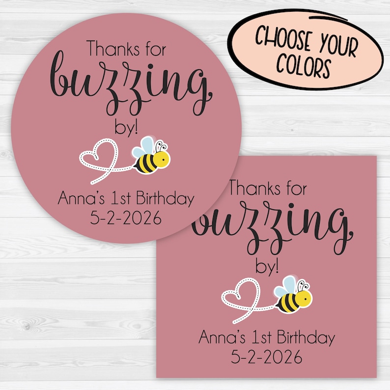 Thanks for Buzzing By! Birthday Thank You Sticker | Glossy Birthday ...