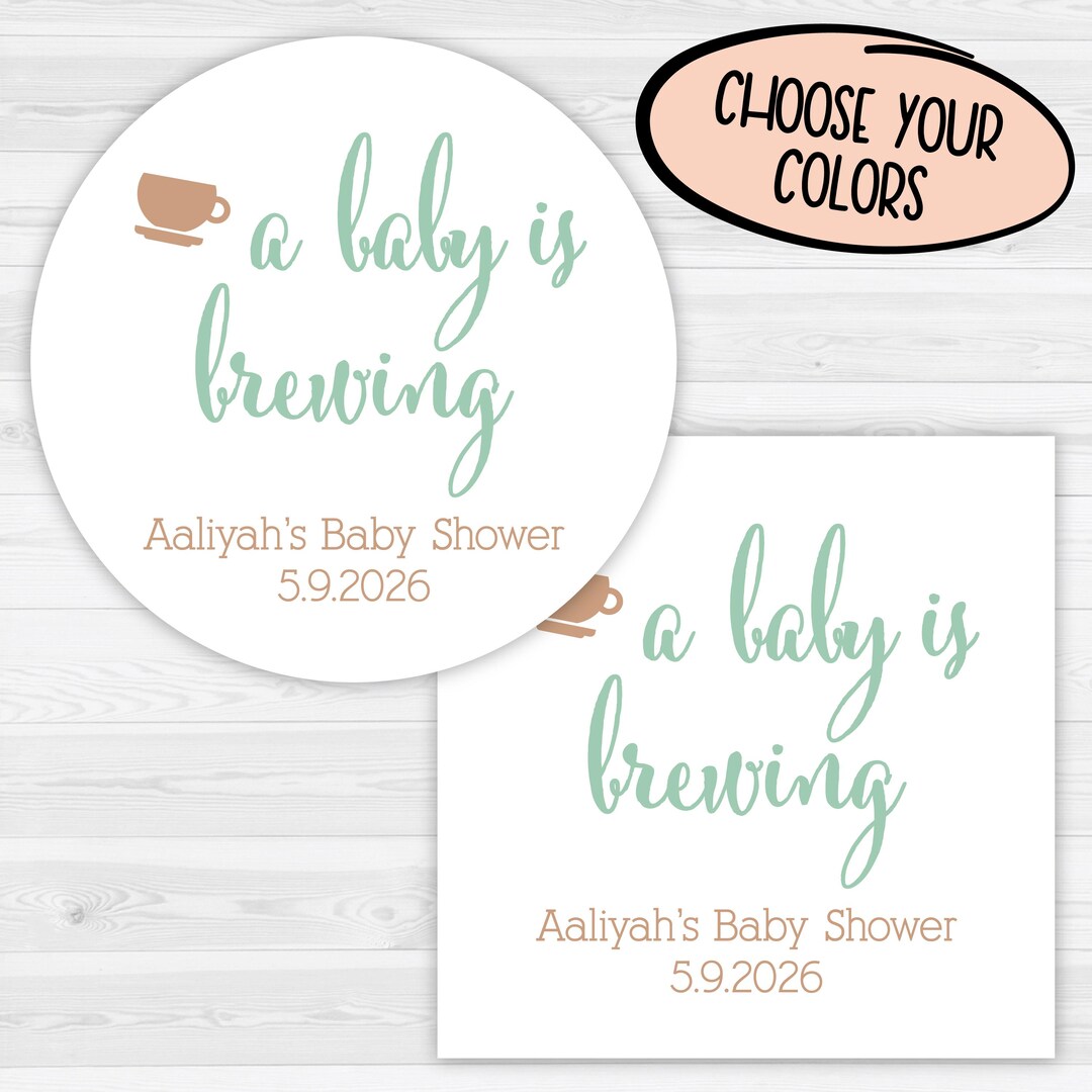 Baby is Brewing Sticker | Baby Shower Favor Sticker | Coffee Cup Favor ...