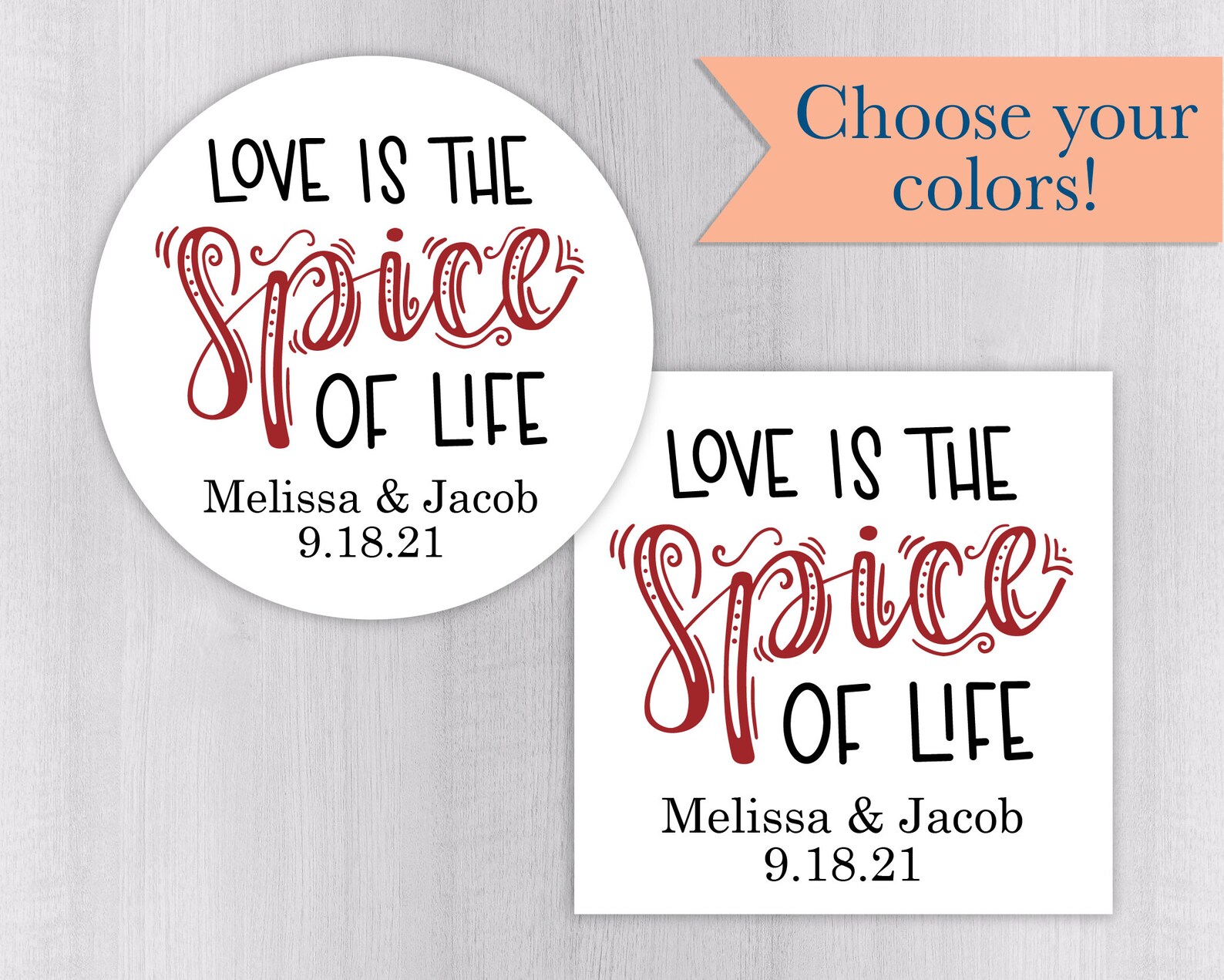 Love is the Spice of Life Wedding Stickers Spices Wedding - Etsy