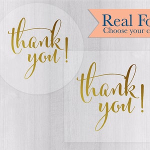 Thank You Labels, Clear Transparent Stickers With Gold Foil Lettering ...