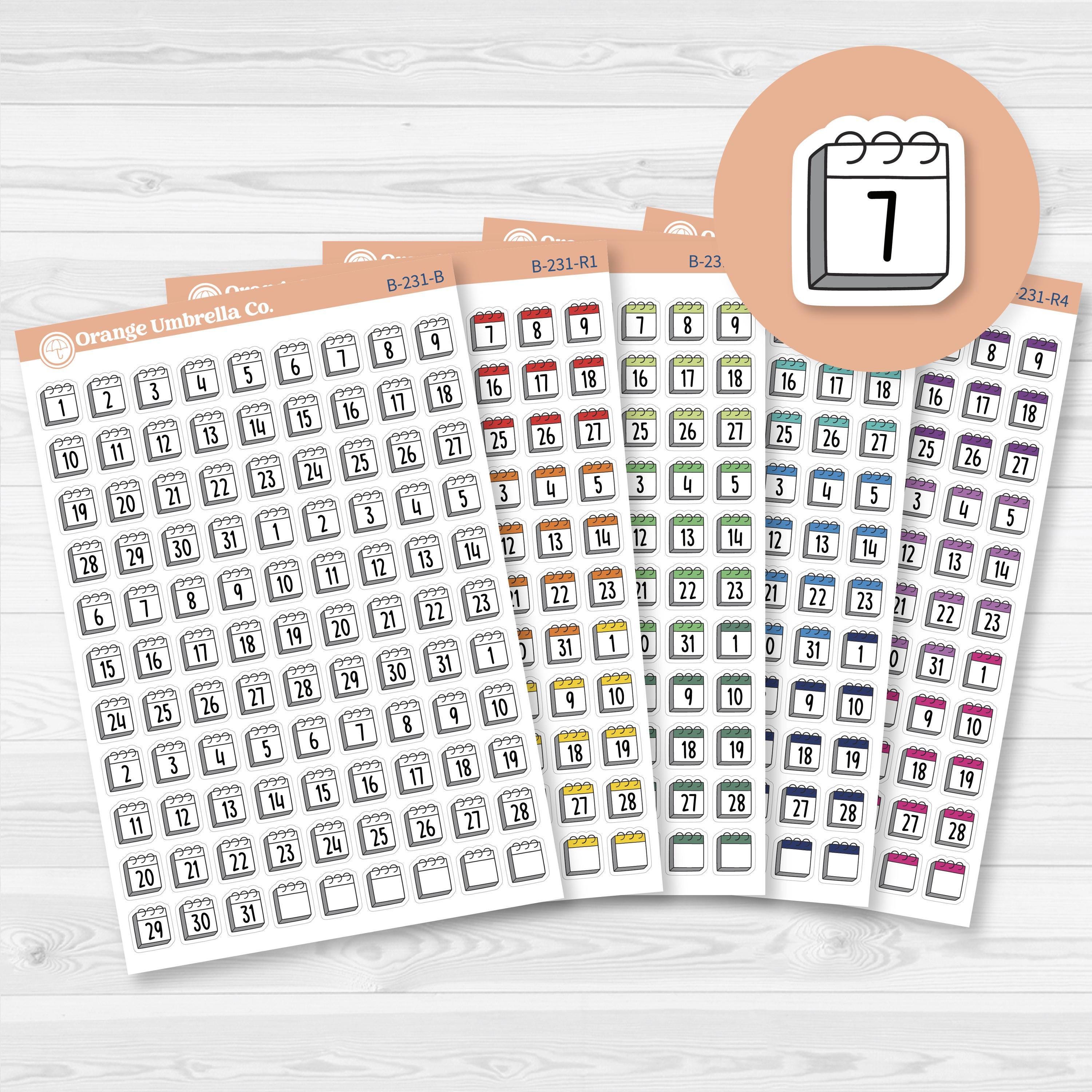 Calendar Date Dots | F17 Font Monthly Planner Stickers | B-231 - Etsy