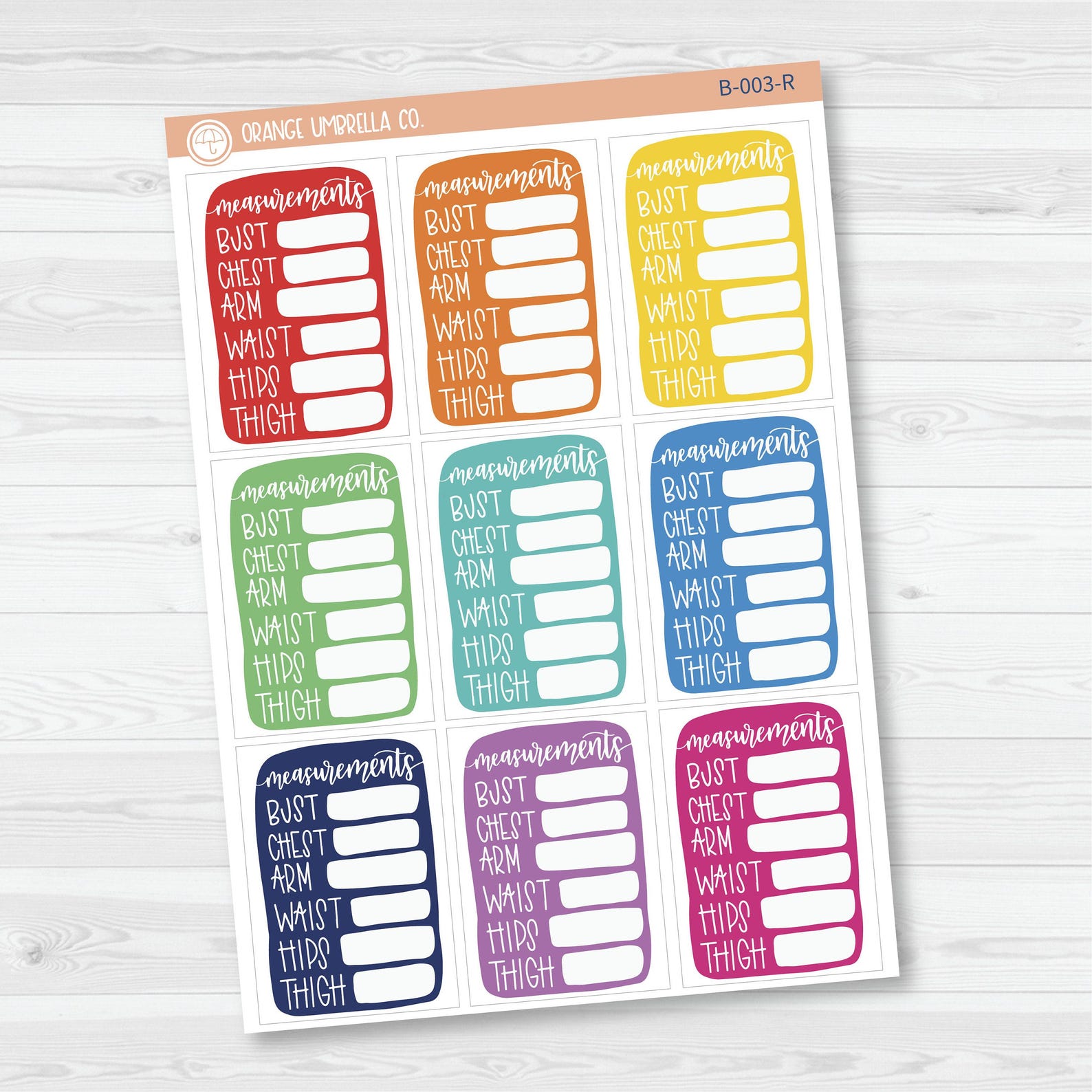 Body Measurement/dimension Tracking Planner Stickers | B-003 - Etsy