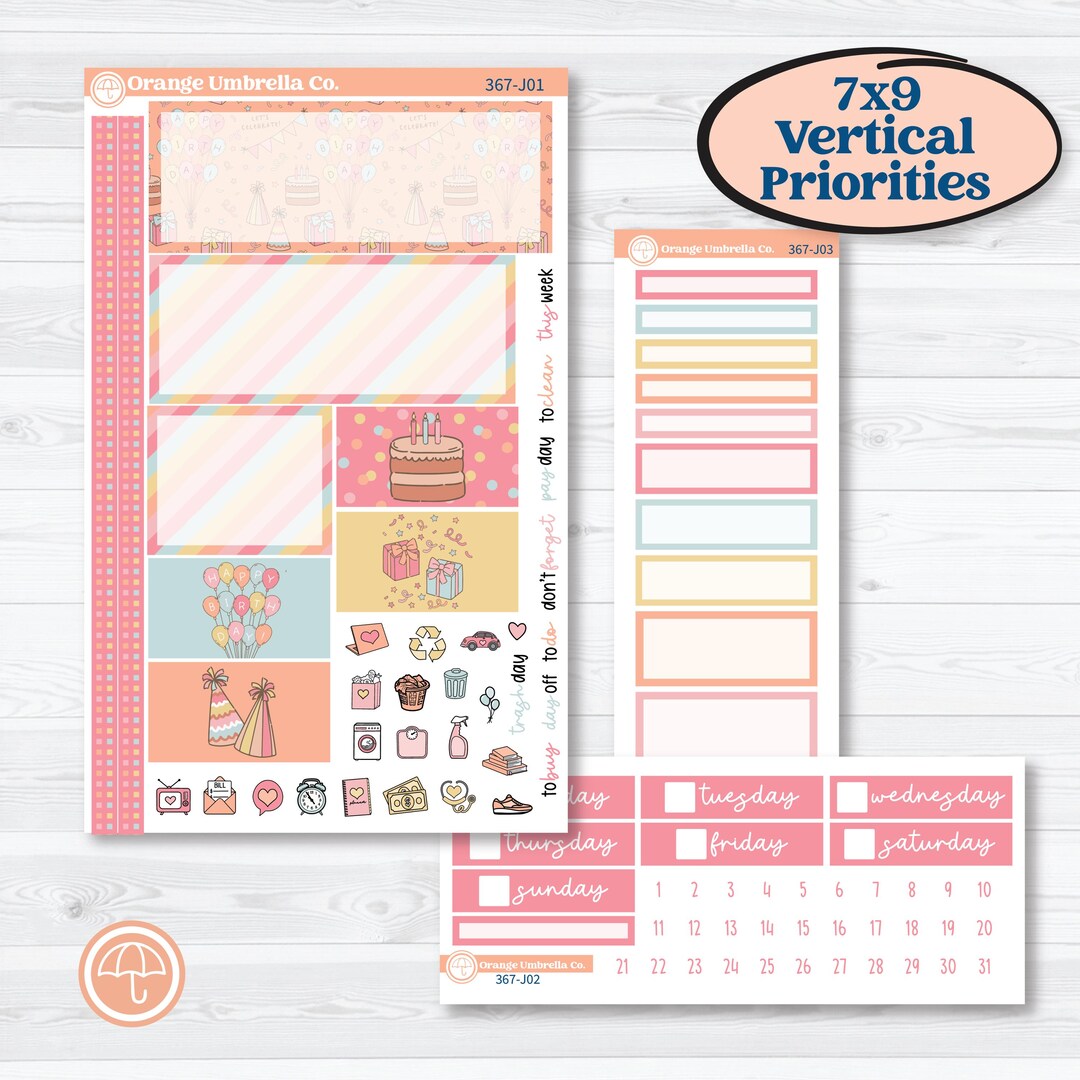 Birthday Planner Kit | Plum Vertical Priorities 7x9 Planner Kit ...