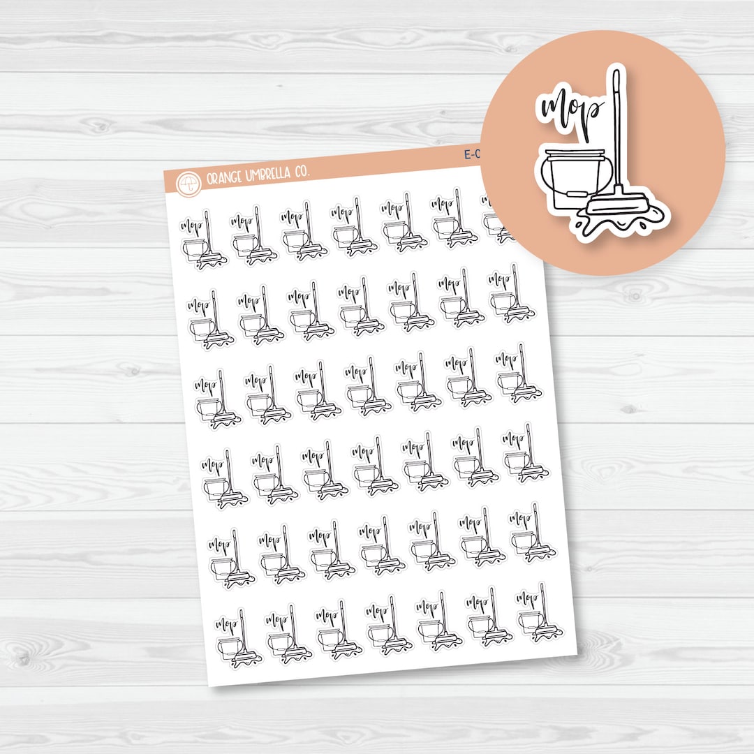 Mop Icon Script Planner Stickers F2 E-049 / 921-005 - Etsy