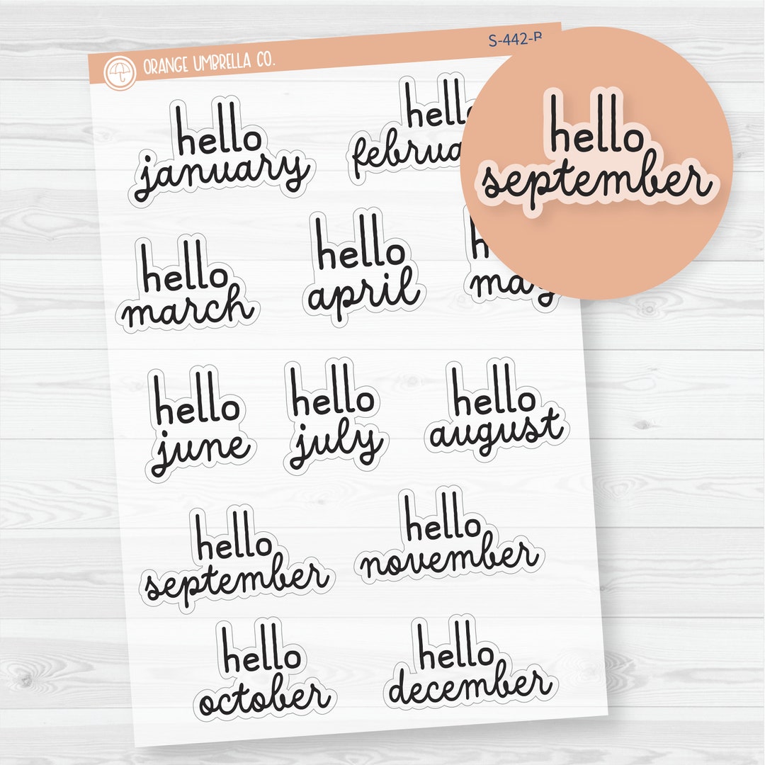 Hello Month Name Script Planner Stickers | Clear Matte F16 | S-442-BCM ...