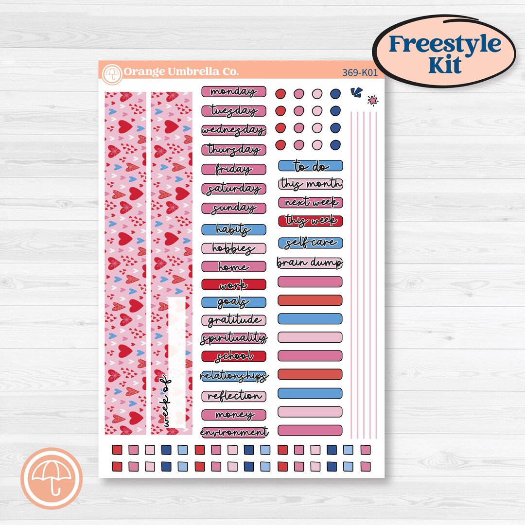 Valentine’s Day Heart Kit | Freestyle Kit Any Planner Kit Stickers ...