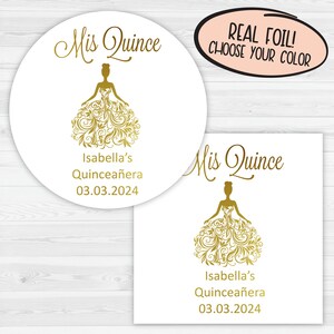 Foiled Mis Quince Stickers | Etiquetas De Quinceañera Personalizadas ...