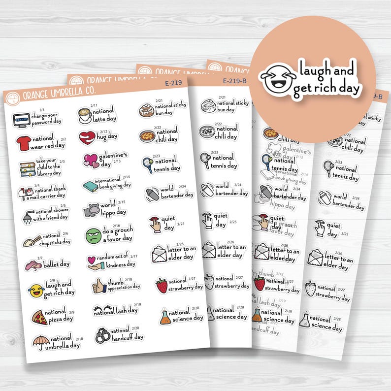 February Wacky Holidays Script Planner Stickers | F16 | E-219 - Etsy