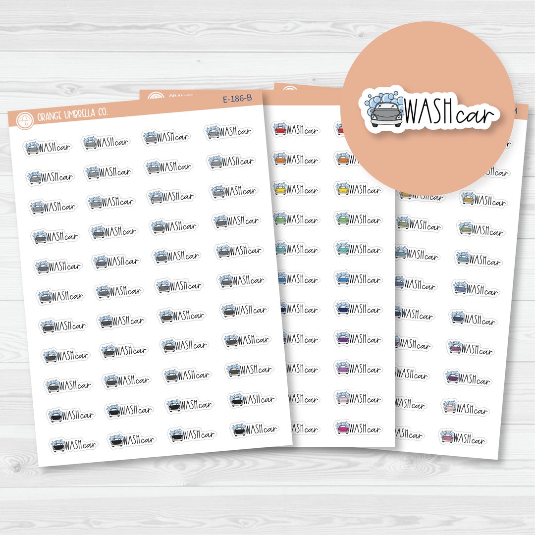Wash Car Icon Script Planner Stickers and Labels | FC12 | E-186 - Etsy