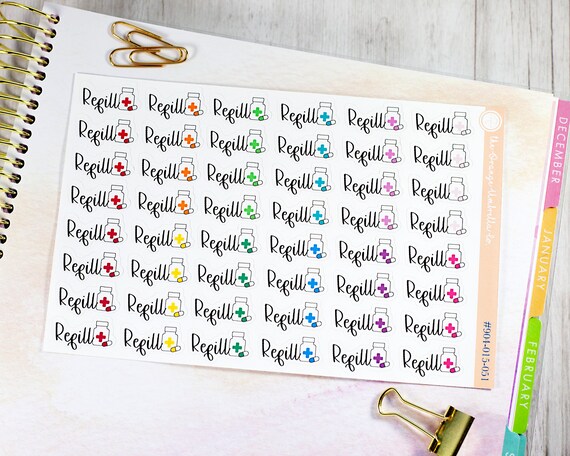Refill Rx Med Prescription Script Planner Stickers and Labels - Etsy