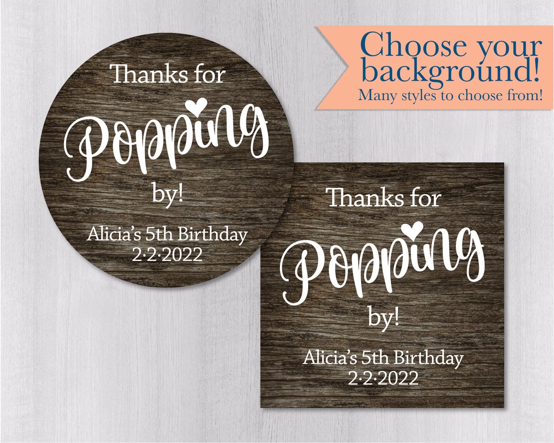 Thanks for Popping By Personalized Popcorn Favor Stickers - Etsy