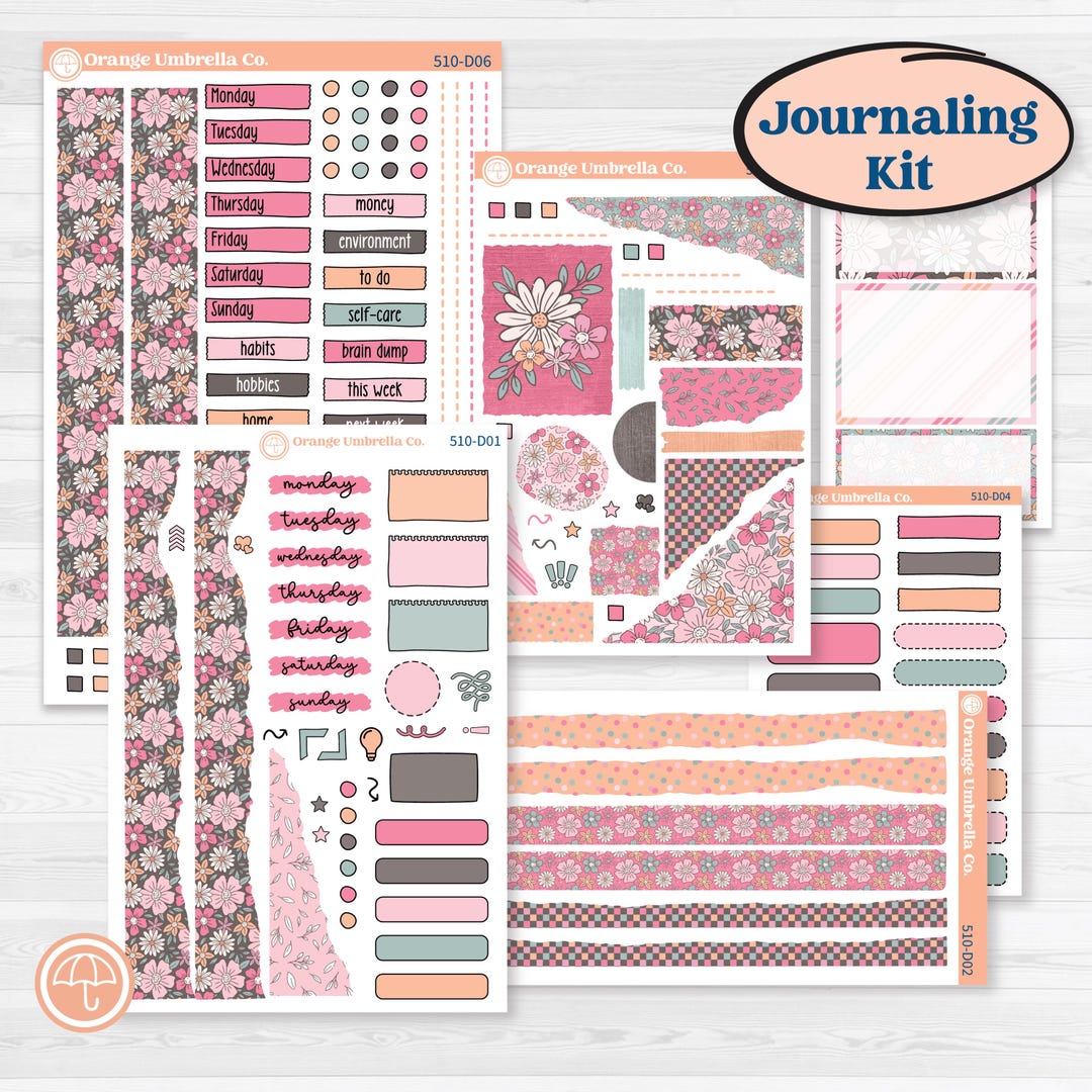 Soft Pink Florals | Journaling or Scrapbooking Kit | Creative Junk ...