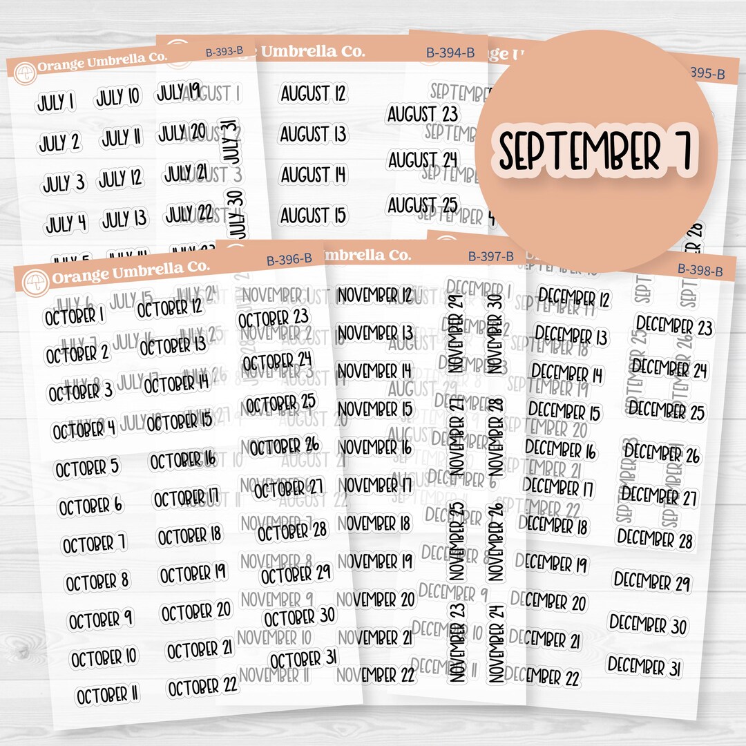 Dates of the Month Planner Stickers and Labels | F8 Clear Matte | B-393 ...