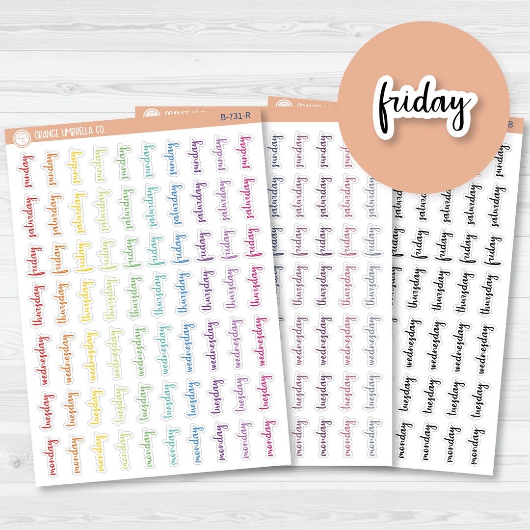 Day of the Week Header Planner Stickers | F14 | B-731 - Etsy