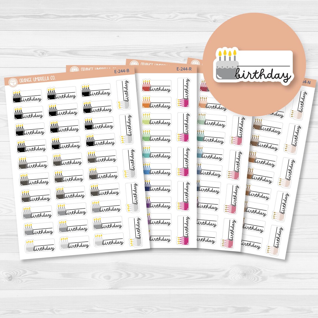 Birthday Fill-in Stickers | Cake Candle Event Labels for Planners | F16 ...