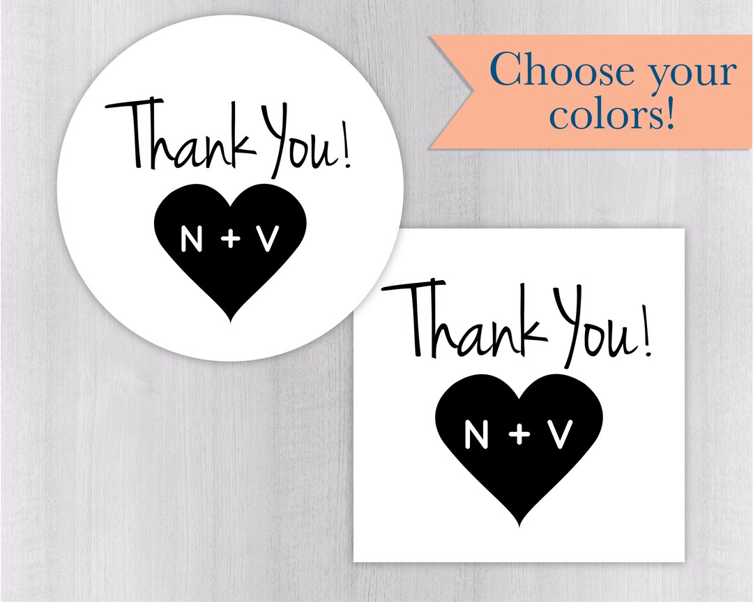 Wedding Thank You Stickers, Personalized Wedding Stickers, Thank You ...