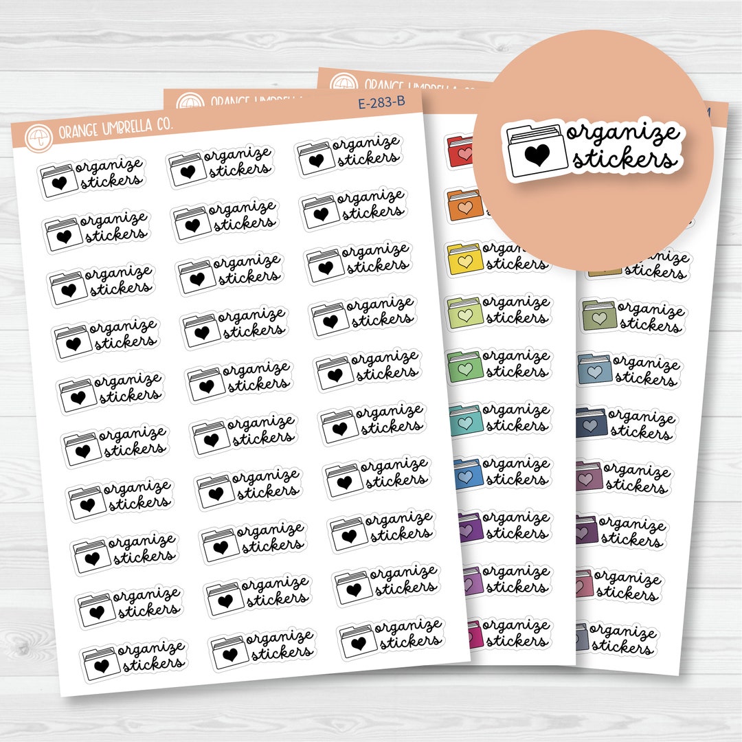 Organize Stickers Icon Script Planner Stickers | FC16| E-283 - Etsy