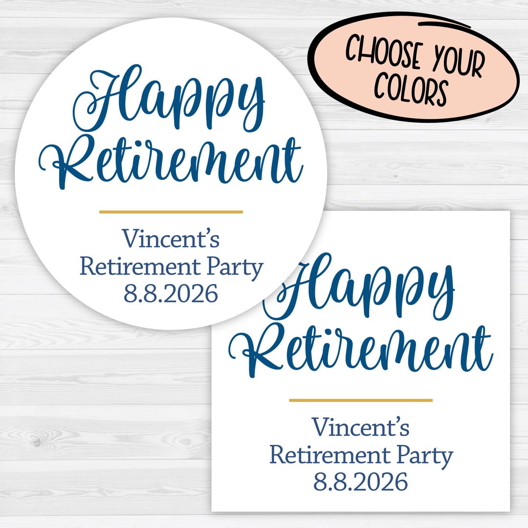 Happy Retirement Stickers | Retirement Party Favor Labels ...